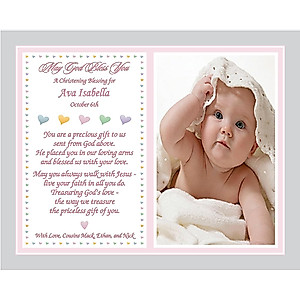 Poetry Gifts Custom Baptism Keepsake for Baby Girl, Personalized Print with Name, Date and Photo