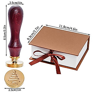 Christmas Wax Seal Stamp Set - 6 Pcs Brass Head with Wooden Hilt - Merry Christmas Santa Vintage Envelope Wax Copper Seal Stamp Kit with Gift Box for Holiday Wedding Invitations Postcards Scrapbook