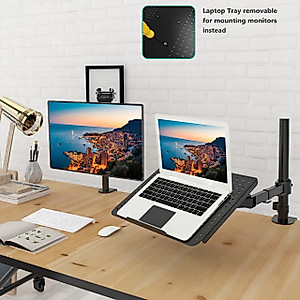 WALI Laptop Tray Desk Mount for 1 Laptop Notebook up to 17 inch, Fully Adjustable, 22 lbs Capacity with Vented Cooling Platform Stand (M00LP)