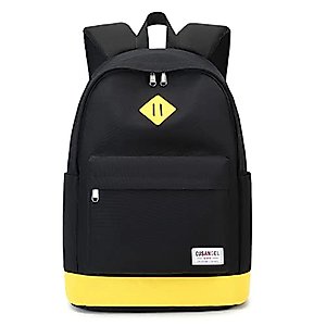 Cusangel Kids Backpack for School, Lightweight Water Resistant Casual Daypack Black Large Elementary Preschool College backpack ,Junior & Middle High School Bookbag for Teen Boys/Men