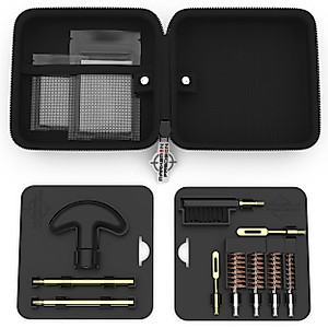 Marksman Precision Sub Compact Pistol Cleaning Kit - Brass - .22 9mm .357 .38 .380 .40 10mm .44 and .45 Caliber Handgun Revolver - Up to 6 inch Barrel - Retail Package (Black)