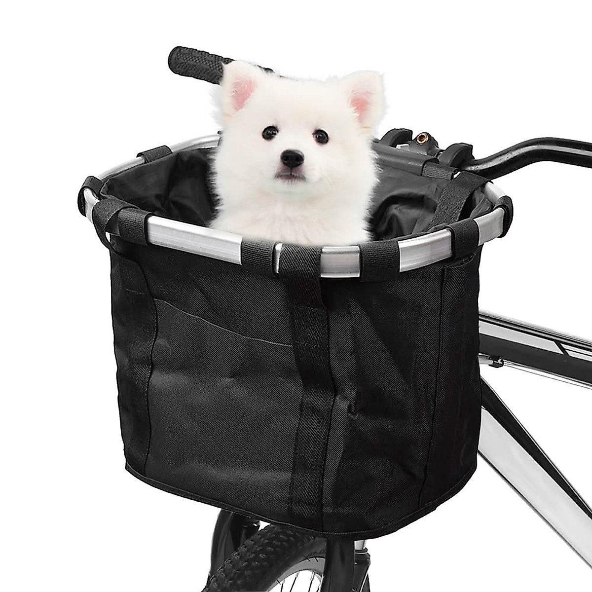 Lixada Bike Basket, Small Pet Cat Dog Carrier Bicycle Handlebar Front Basket Folding Detachable Removable Easy Install Quick Released Picnic Shopping Bag, Max. Bearing: 11lbs