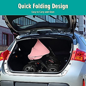 BABY JOY Toddler Tricycle, 7 in 1 Folding Steer Trike w/Rotatable Seat, Adjustable Canopy, Push Handle, Guardrail, Safety Harness, Brakes, Cup Holder & Storage, Tricycle for Toddlers Ages 1.5-5 (Pink)