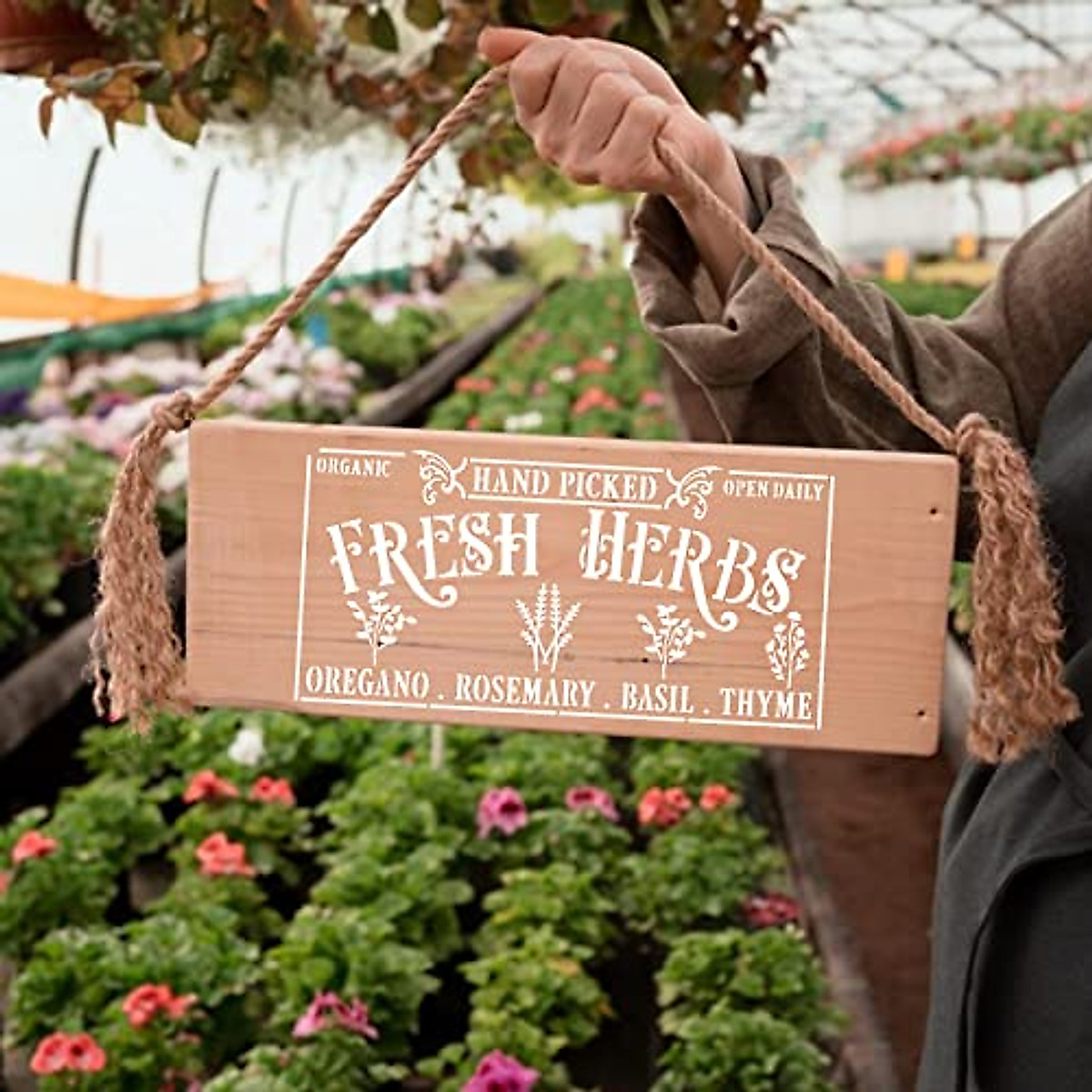 Farmhouse Stencils for Painting on Wood Kitchen Paint Stencils Flower Farm Vintage Sign Craft Stencils for Wood Burning Projects Reusable Wall Fabric Canvas (16 Farmhouse)