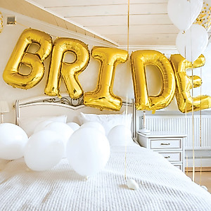 HOUSE OF PARTY Bride Balloon - 40'' Foil Balloons for Wedding Bridal Shower Engagement Party Decor - Bachelorette Party Supplies for Bride-to-Be! (Bride (40 Inches) Gold)