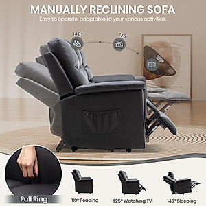 Consofa Reclining Sofa, Recliner Sofa 3 Seater with Flipped Middle Backrest,Cup Holder, Wall Hugger Sofa Recliners, Manual Reclining Couch for Living Room, RV Home Theater Seating