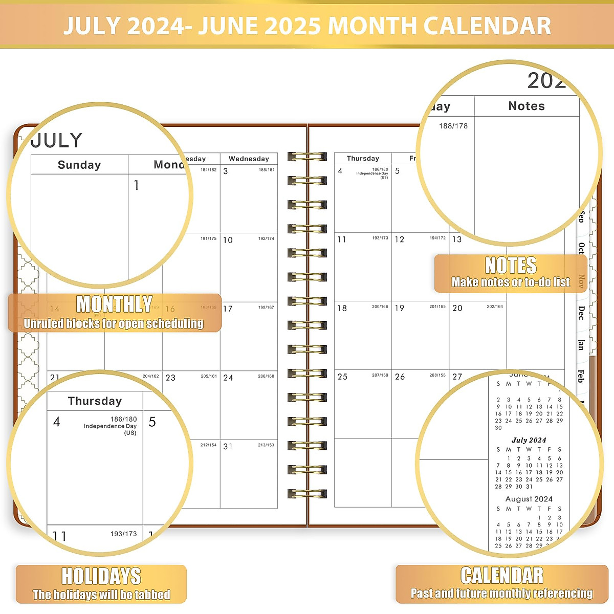 2023 Planner - Weekly & Monthly Planner 2023 from January - December 2023, 6.3" x 8.4", Monthly Tabs, Smooth Faux Leather & Flexible Hardcover with Twin-wire Binding, Brown, Perfect Life Assistant