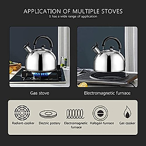 Whistling Tea Kettle Stainless Steel Whistling Teapot Water Kettle Boiling Kettle for Gas Stove Stovetop-red||2L