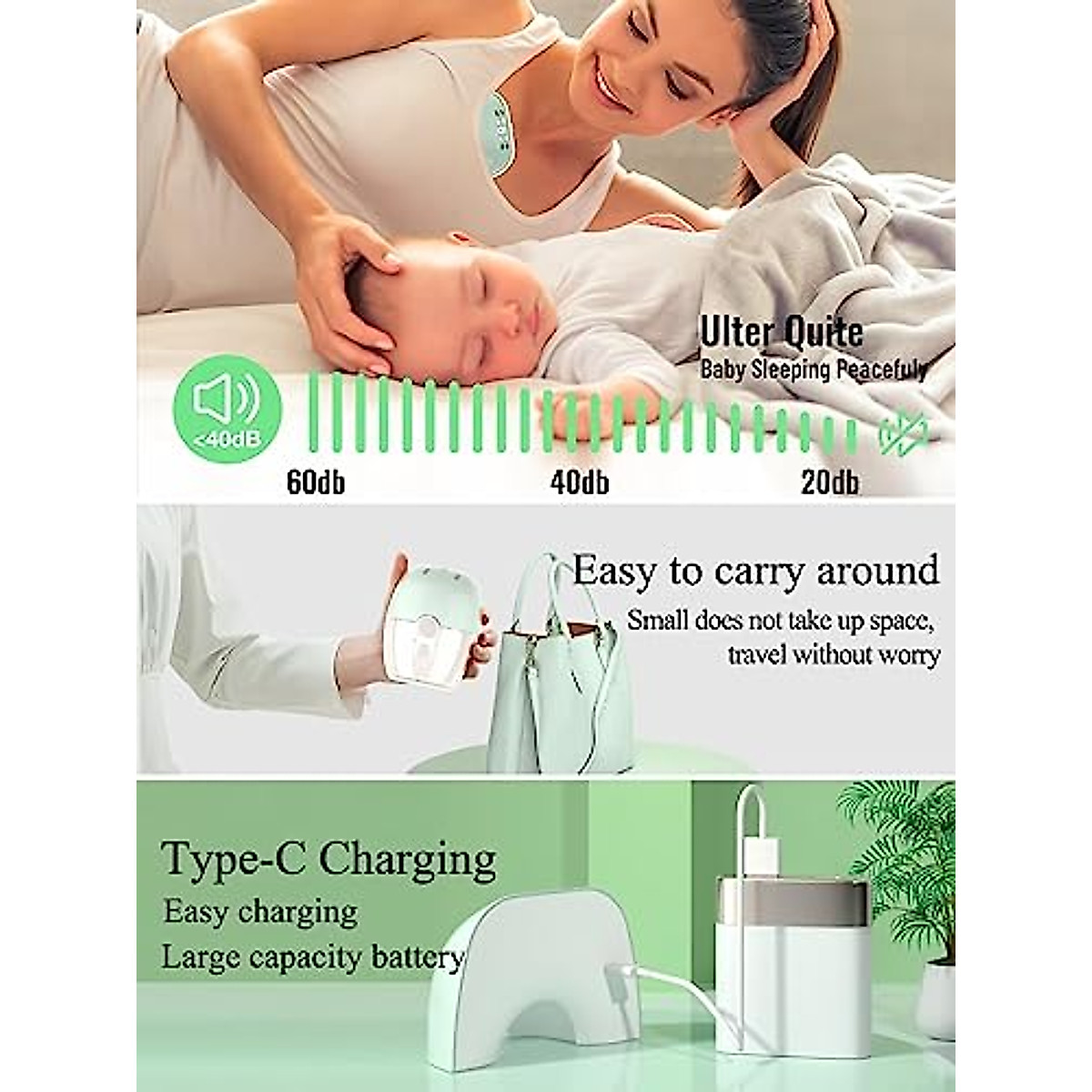 Wearable Breast Pump, 2 Pack Double Wireless Pump with Comfortable Double-Sealed Flange, 3 Modes & 9 Levels Electric Pump Portable, Smart Display, 24mm