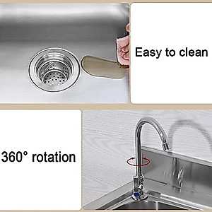 Free Standing Sink Stainless Steel Kitchen Sink Outdoor Utility Sinks Single Bowl Garden Sink with Cold and Hot Water Tap Catering Sink,Cold Water-1