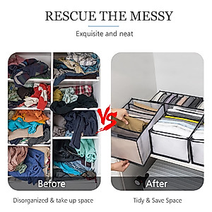 Songsier 6PC Washable Wardrobe Clothes Organizer, Washable Clothes Organizer for Folded Clothe, Mesh Clothes Storage Organizer for T-shirt, Socks, Legging, Scarves, Underwear（2large+4small）