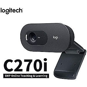 Logitech C270i PTV 960-001084 Desktop or Laptop Webcam, HD 720p Widescreen for Video Calling and Recording - Worldwide Version Chinese Spec