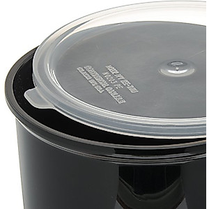 Carlisle FoodService Products Classic Round Storage Container Crock with Lid for Kitchen, Restaurants, Home, Plastic, 2.7 Quarts, Black, (Pack of 6)