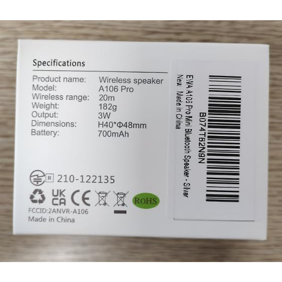 Travel Case Packed, Wireless Mini Bluetooth Speaker with Custom Bass Radiator. EWA A106, Small But Loud, The Next Generation of Portable Speakers for Home, Outdoors, Shower (Silver)1.89* 1.57 inches