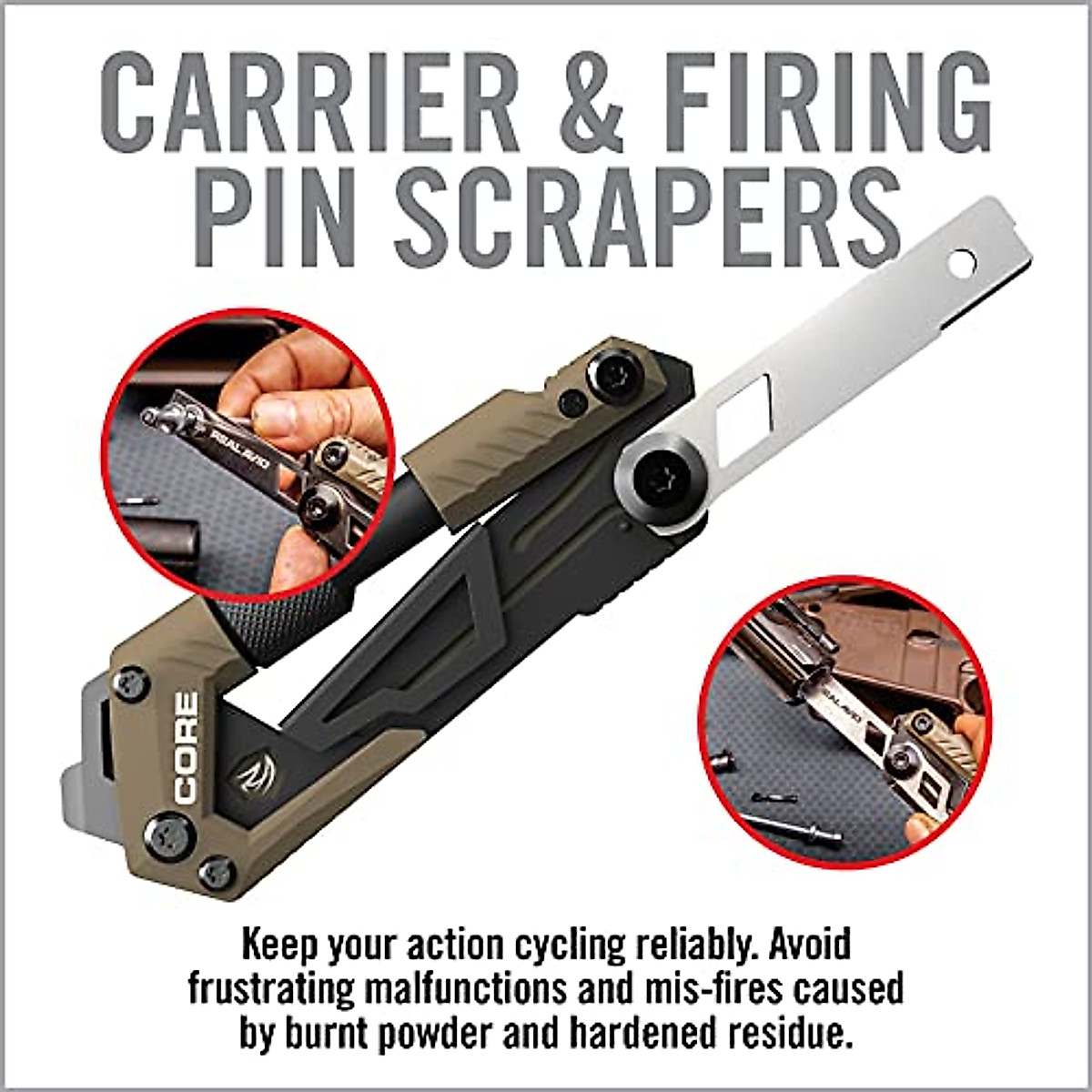 Real Avid Gun Multi Tool CORE: Tactical Rifle Tool & EDC Tools, Gun Accessories & Utility Tool Kit for Gun Maintenance, Includes Carbon Removal Tool & Front Sight Adjuster