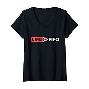 Womens LIFO > FIFO Accountant Controller CPA Bookkeeper Funny Cute V-Neck T-Shirt