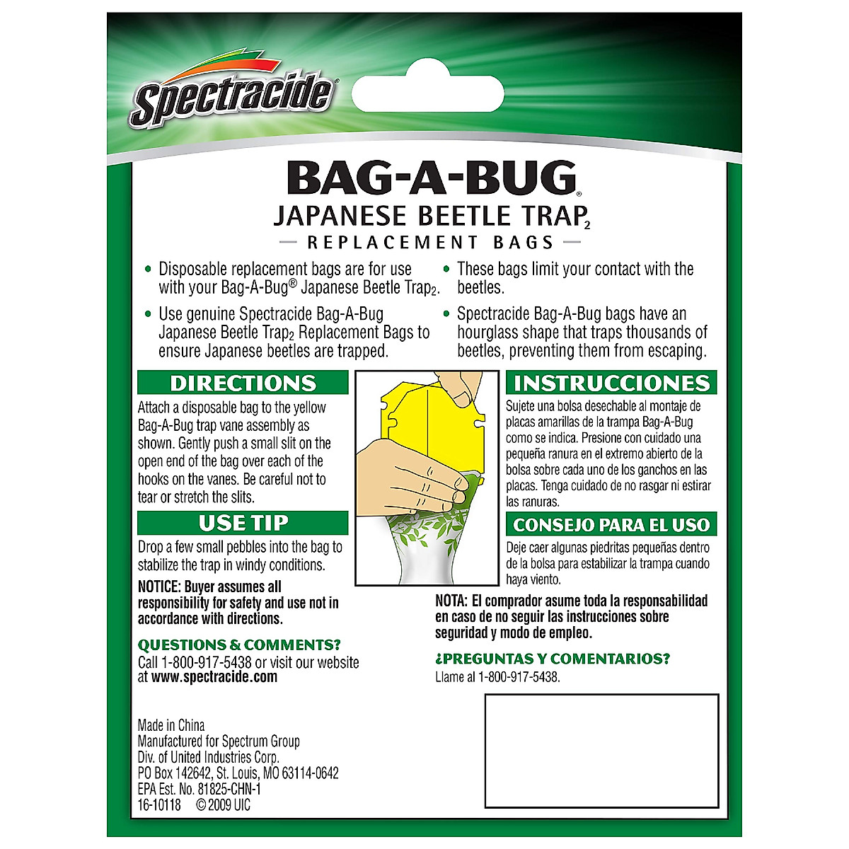 Spectracide Bag-A-Bug Japanese Beetle Trap Replacement Lure 1 Count, Lure Refill & Insect Killer, 6 Bags