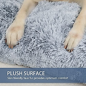 WAYIMPRESS Large Dog Crate Bed Crate Pad Mat for Medium Small Dogs&Cats,Fulffy Faux Fur Kennel Pad Comfy Self Warming Non-Slip Dog Beds for Sleeping and Anti Anxiety (36x23x3.5 Inch, Grey)