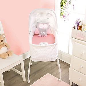 Bassinet Sheets 2-Pack 100% Cotton Jersey Knit, Precious Moments and Solid Pink Fitted Sheets for Baby Girl Bassinet, Compatible with Brands Bassinet Bedside Co-Sleeper Lounger Oval Rectangle Mattress