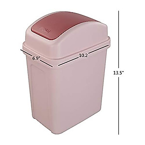 Asking 1.8 Gallon Small Trash Can with Swing-top Lid, Plastic Garbage Bin, Pink