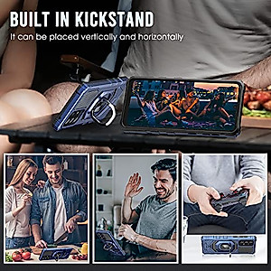 for Samsung Galaxy A53 5G | A53 5G UW Case: with Tempered Screen Protector & Built in 360° Adjustable Ring Kickstand Shockproof Protection TPU Bumper Armor Phone Cover for Samsung A53 - Blue