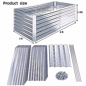 Ohuhu Metal Raised Garden Beds for Vegetables, 6x3x1.9 FT Heightened Extra-Large Reinforced Galvanized Steel Raised Boxes, Heavy Duty Outdoor Planter Box for Seedling Growing Flowers Herbs Succulent