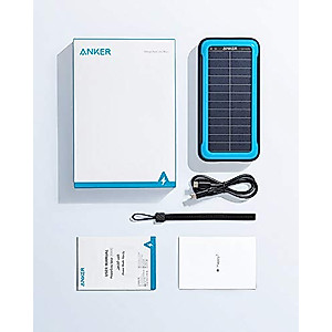 Anker PowerCore Solar 20000, 18W USB-C Power Bank 20,000 mAh with Dual Ports, Flashlight, IP65 Splash Proof and Dustproof for Outdoor Activities, Compatible with Smartphones and Other Devices