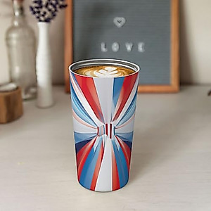 WANGZHAO Red Blue White Gray Stripes Print Double Wall Stainless Steel Vacuum Insulated Tumbler Cup Home Thermal Cup