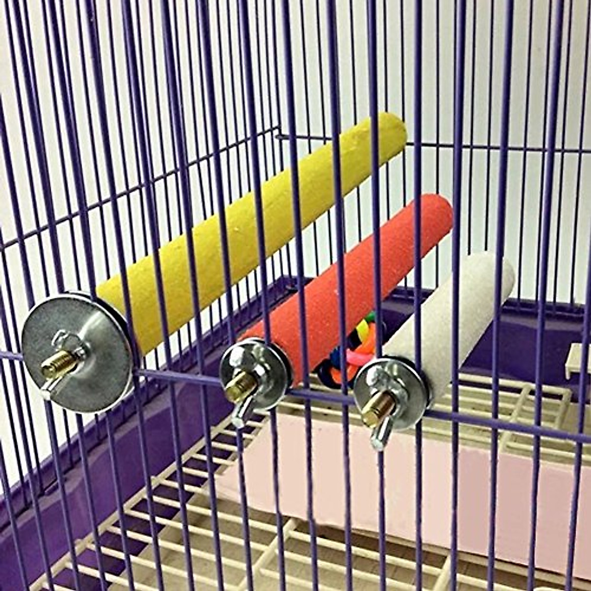Bird Cage Perch Stand Wooden Paw Grinding Toy Chew Toys for Bird Parrot Macaw African Greys Budgies Parakeet Cockatiels Conure Lovebird Cage Hanging Accessories