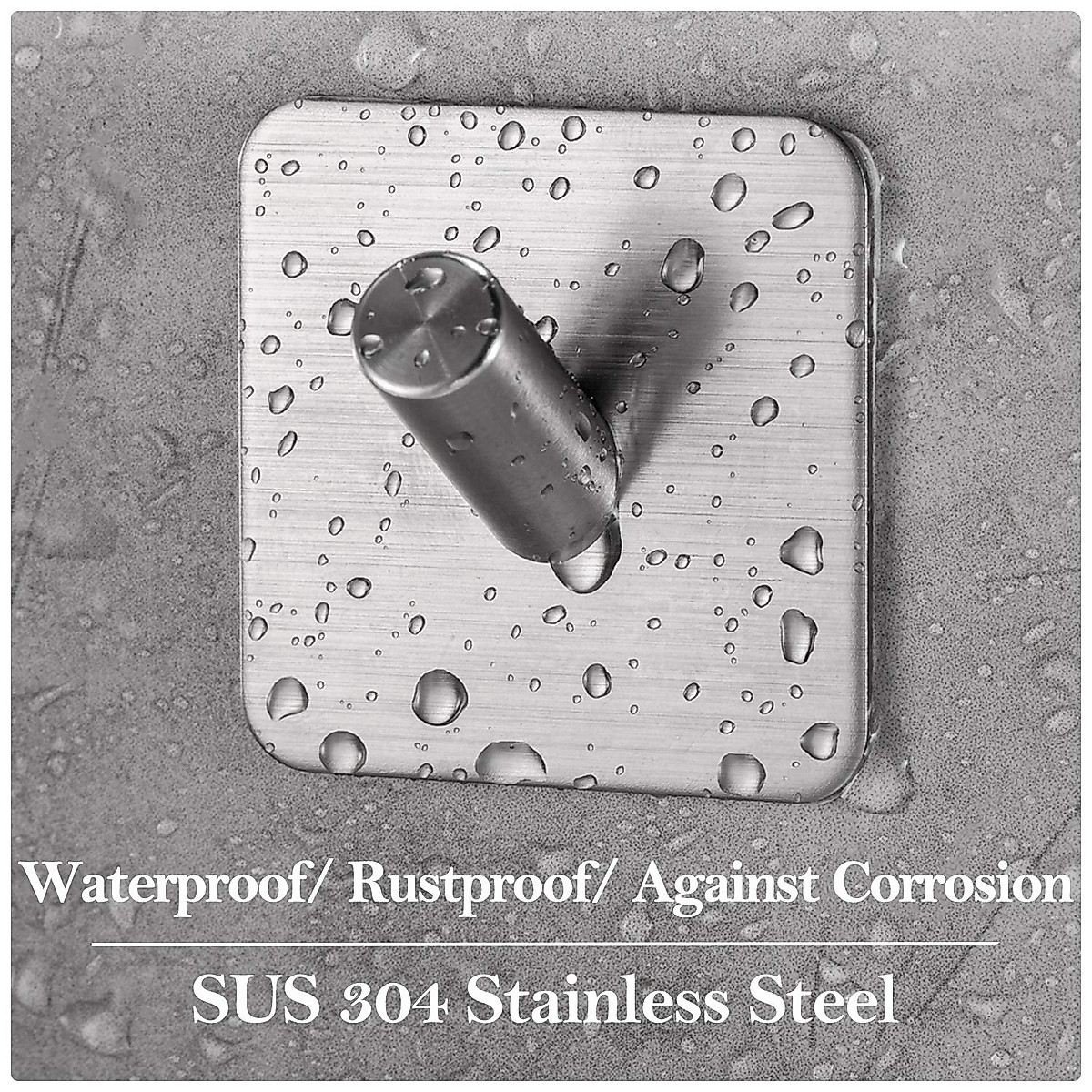 Jekoo Adhesive Wall Hooks Heavy Duty Hooks for Hanging Wall Hangers Stick on Shower Home Bathroom Kitchen Door Ideal for Robes, Umbrellas, Clothes, Bags, Coats, Keys - Stainless Steel - 4 Packs