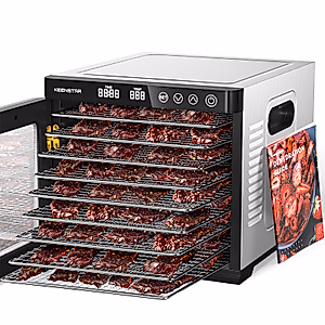 KEENSTAR Food Dehydrator for Jerky 1000W, 9 Stainless Steel Trays, 165℉ Temperature Control, 8.7ft² Drying Space, 48H Timer, Dryer Machine for Dog Treats, Herb, Veggies, Meat, Fruit