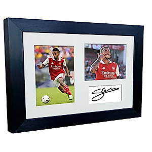 2022/23 Gabriel Jesus Arsenal Triple Autographed Signed 12x8 A4 Photo Photograph Picture Frame Football Soccer Poster Gift