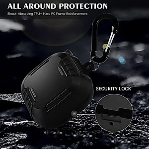 AIRSPO Beats Fit Pro Case Cover,Military Hard Shell Case for Apple Beats Fit Pro 2021 Shockproof Protective Beats Fit Pro Earbuds Case with Keychain (Black)