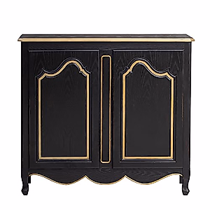 Tdewlye Minimalist Pure Hand Drawn Accent Storage Cabinet with 2 Doors and Solid Wood Legs,for Living Room,Study and Entryway (Black@X)