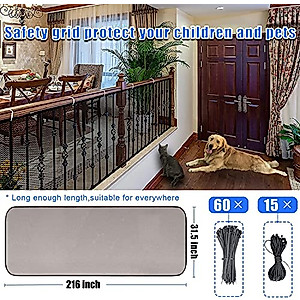 Stairway Net, Baby Gate for Stairs with No Drilling, Baby Safety Stairs Rail Net, 18 ft L x 2.66 ft H, Baby Safety Net Balcony Banister Stair Net for Child, Small pet,Toy- Indoor & Outdoor(Black) 22