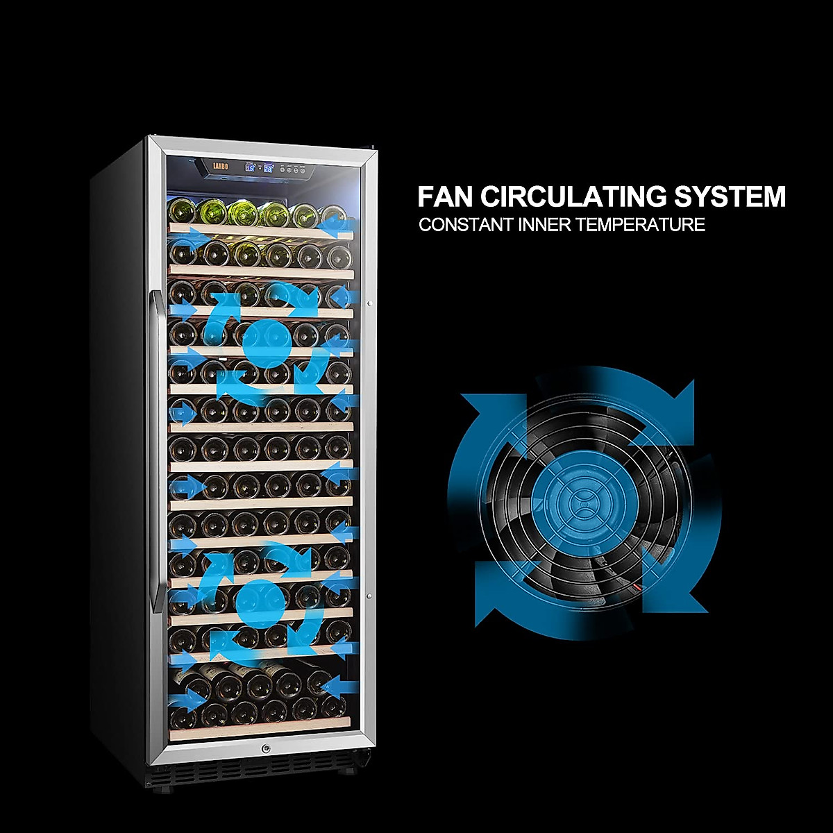 Lanbo Built-in Compressor Wine Chiller Single Zone Wine Cellar Fridge, 149 Bottle