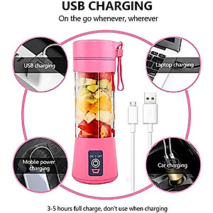Portable Personal Blender, Household Juicer fruit shake Mixer -Six Blades, BPA Free 380ml Baby cooking machine with USB Charger