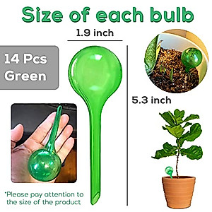 Pynqdfu 14 Pcs Plant Watering Globes,Plastic Self Watering Bulbs,Plastic Garden Water Device for Plant,Flowers,Garden,Indoor Outdoor Decoration(Green)