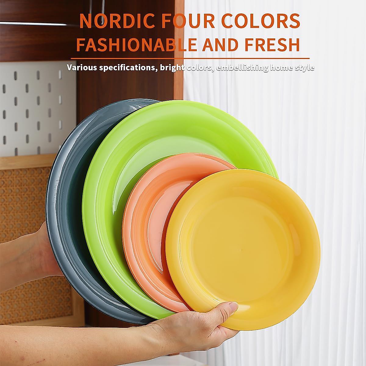 Evanda Plastic Plates 8 Pieces, Dinner Plates 7.5/10 inch Unbreakable And Reusable for All Purpose and All Age BPA Free, Microwave Safe Dishwasher Safe (Mutil Color)