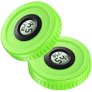 Biocomma Airtight Mason Jar Lids Built-In Stash Hygrometer Herb Curing monitor fits all Ball Wide Mouth Mason Jars 2pcs (Temperature & humidity lid)