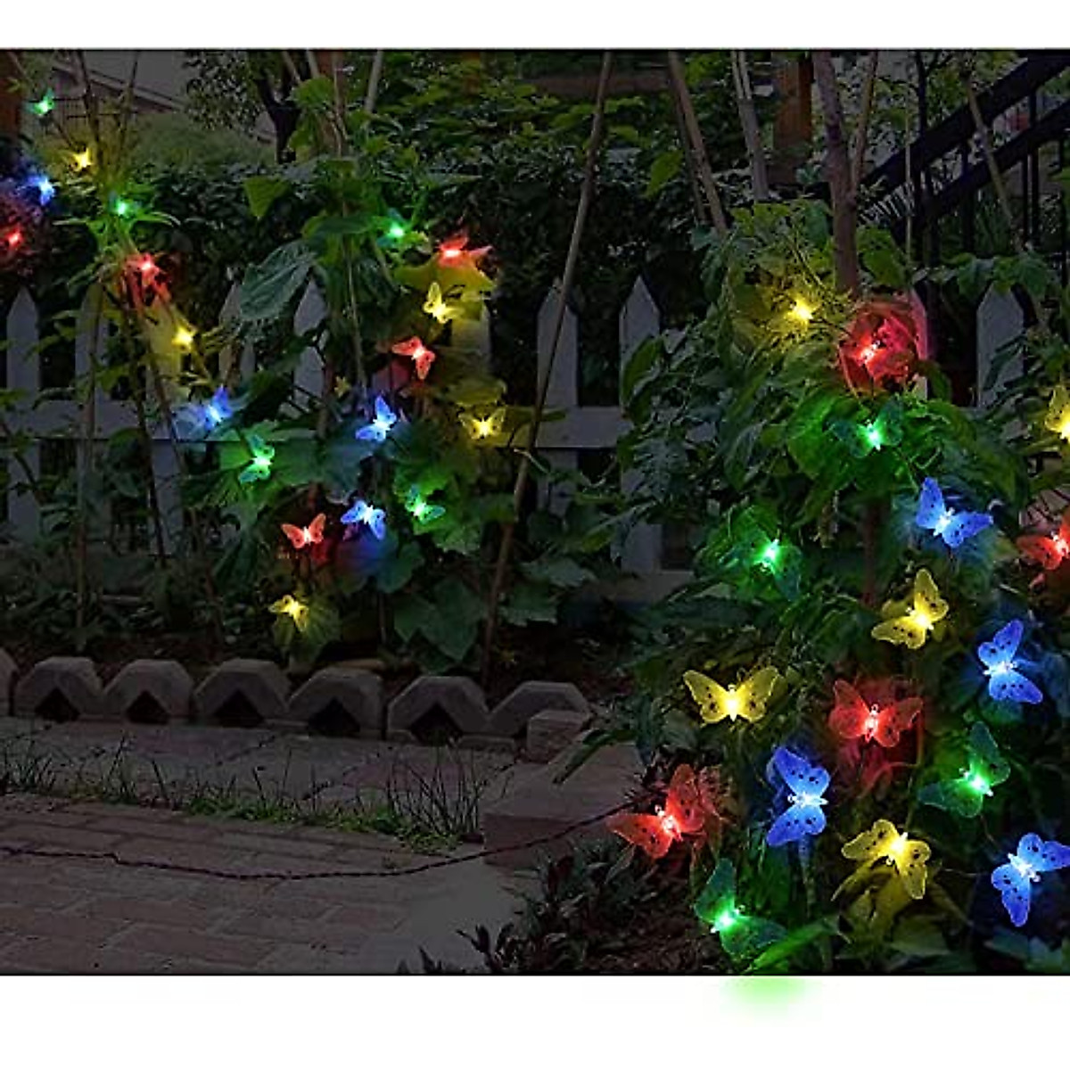 cuzile Outside Solar Light Garden Lights Waterproof 12 Fiber Optic Butterfly Shaped Solar Powered Fairy Lights for Christmas Tree Home Holiday Fence Yard Wedding Patio Party Decoration Multicoloured