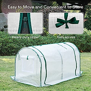 VIVOSUN Portable Mini Greenhouse 47x23x23-Inch Tunnels, PE Cover with Roll-up Zipper Door, for Indoor Outdoor or Garden Plant Growing, White