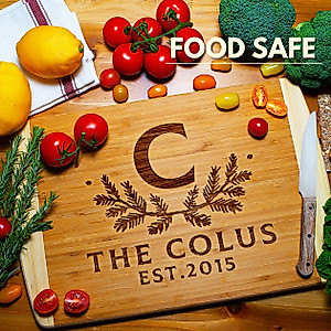 Personalized Cutting Board - 9 Designs |12" x 18"| Bamboo Cutting Board - Wedding Gifts for the Couple, Housewarming Gifts, Anniversary, Grandma Gifts, Engraved Kitchen Sign & Decor - 2 Tone Block