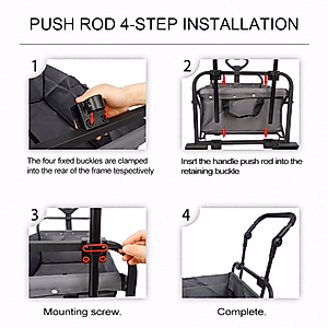 WHITSUNDAY Collapsible Folding Garden Outdoor Park Utility Wagon Picnic Camping Cart with Bearing and Brake 8" All Terrain Wheels with Push Bar (Black)