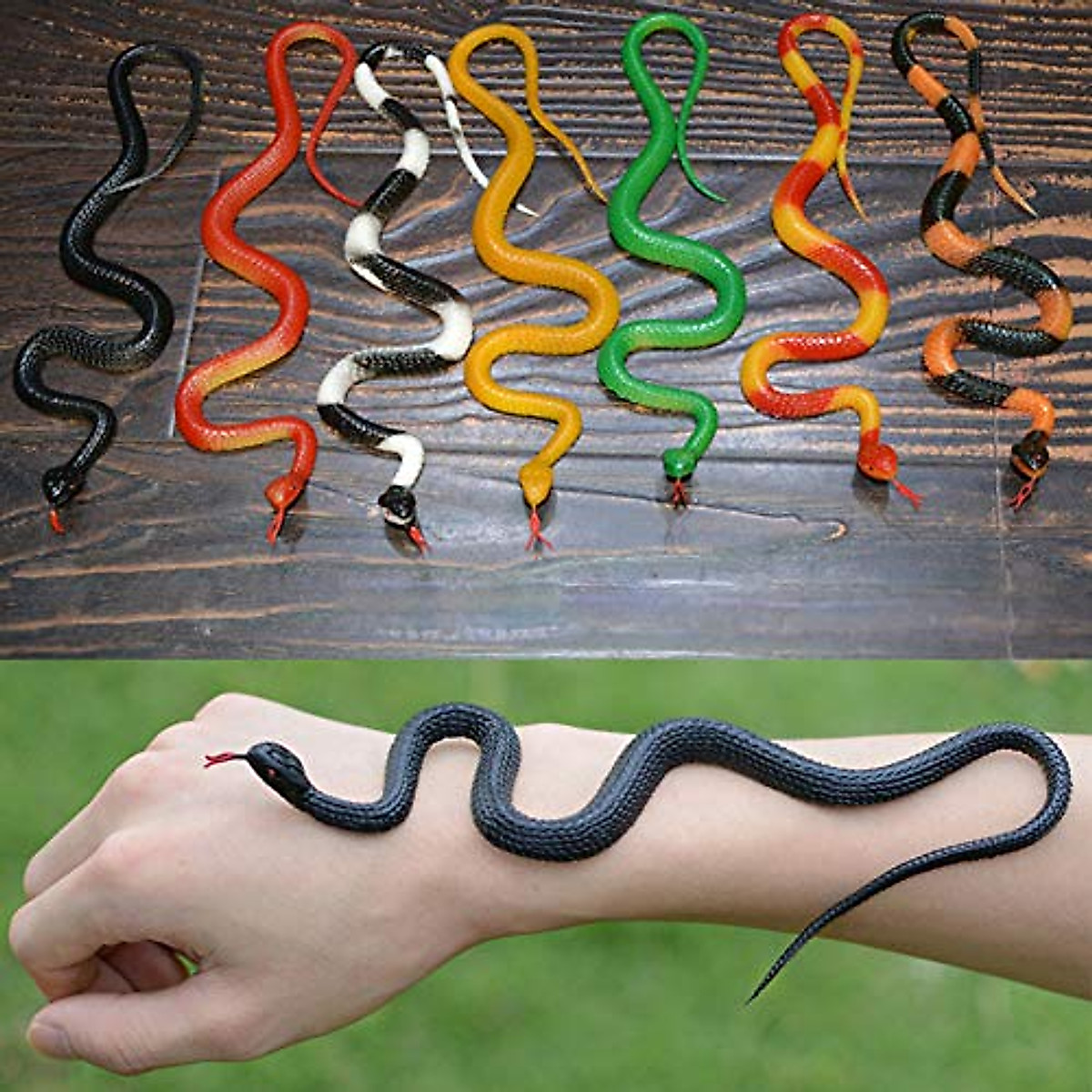 WDFS Small Rubber Snakes, Fake Snakes Realistic Rain Forest Snakes Toys for Boys Gag Toys, Prop, Game Prizes and Party Decorations