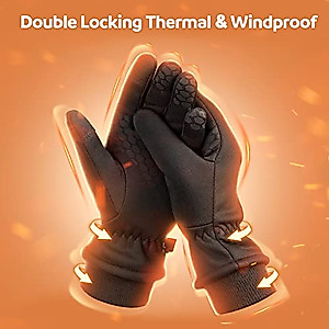 FREETOO Winter Gloves for Women, 2022 Stylish Double Locking Thermal Running Gloves, Warm Waterproof Touchscreen Driving Gloves