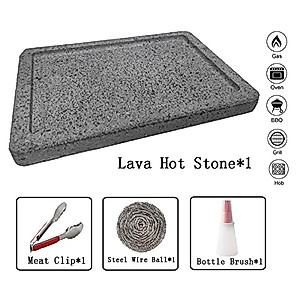 Lava Grill Steak Lava Stone,Lava Hot Stone,Grilling Stone,Tabletop Grill Cooking Stone,11.8x7.9 x1in Steak Lava Stone Stone Grilling Plate for Oven and Barbecue Cooking Meat,Fish,Vegetable and Pizza