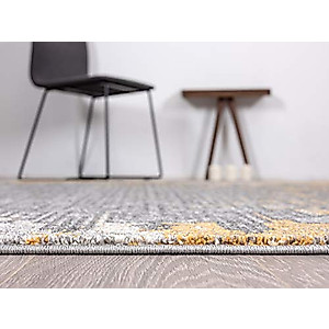 Abani Grey & Yellow Abstract Art Area Rug, Contemporary Style Rugs Laguna Collection Modern 7'9" x 10'2" Rectangle Accent Rug