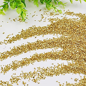 WANDIC Crushed Glass, 200 Grams 2-4mm Gold Crushed Broken Glass, Irregular Metallic Chips Fillers Sprinkles for Resin Crafts, Nail Art, Painting