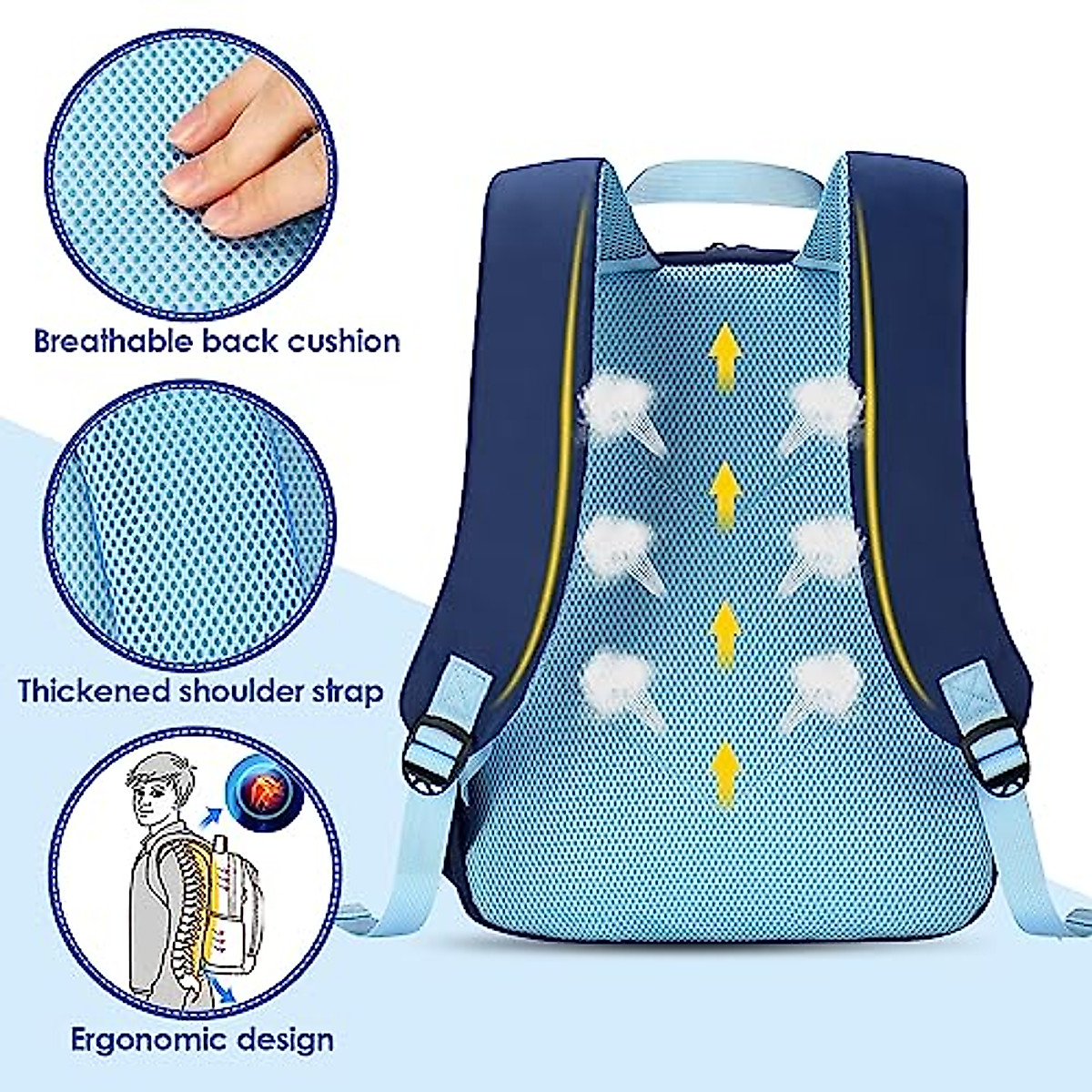 YOREPEK Kids Backpack for Boys, Lightweight School Bookbag for Kids 3-6 Years Old, Preschool Backpack with Breathable Back Design for Toddlers, Kindergarten, Elementary, Early Grade School, Blue